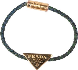 Prada Armband - Prada Braided Leather Triangle - Gr. ONE SIZE - in Blau - f&uuml;r Damen