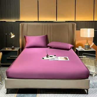 Generic Drap-housse de luxe en soie de mûrier naturelle - Housse de matelas personnalisée pour grand lit/très grand lit, literie douce et respirante, draps en