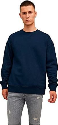 Jack & Jones Sweat-shirt &agrave; col rond pour homme - Grande taille - Couleur unie - Avec col rond, Blazer bleu marine., XXL