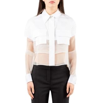 Elisabetta Franchi Femme, Blouses et Chemises, Blanc, Taille: 38 FR Monogram Embroidery Shirt
