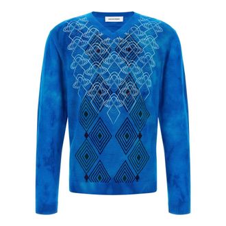 Kiko Kostadinov Kiko Kostadinov, Homme, Pulls, Bleu, Taille: L Pull Tricot Col en V Hatha