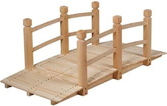 Giantex Pont de Jardin en Bois Carbonis&eacute; Pont de Bassin,D&eacute;coration Ext&eacute;rieure,Dimension 150x67x55CM Charge Max 100kg (Naturel)