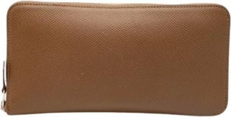 Herm&egrave;s Portefeuille zipp&eacute; doccasion - Femme - Pre-owned - Brun - Taille: ONE Size