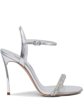 Casadei Sandalen - Crystal-Embellished Silver Sandals With Steel Blad - Gr. 36 (EU) - in Silber - f&uuml;r Damen