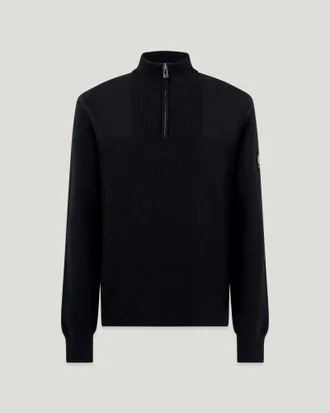 Belstaff Pull Quart De Zip Commander Pour Homme Coton Bio Noir 2xl