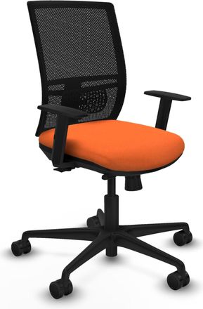 Piqueras y Crespo B&uuml;rostuhl mit 1D-Armen, h&ouml;henverstellbare Lendenwirbelst&uuml;tze, ausgestattet mit Syncro/Traslack und Schneideschaum, Schwarz/Orange