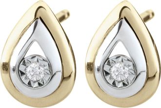 Edenly Ohrstecker Träne der Antilope -Gelbgold und Weißgold