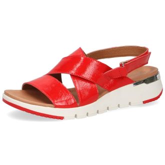 Caprice Damen Sandalen 28700-24, Frauen Keilsandalen, feminin elegant Womens Woman Freizeit leger Keilsandaletten bequem,Chili Naplak,38 EU / 5 UK
