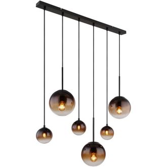 Globo Lighting suspension - Hallie - noir - verre verre fum&eacute; - grande