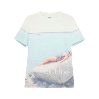 Chlo&eacute; Femme, Tops, Multicolore, Taille: 40 FR T-Shirt Logo Col Rond