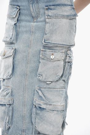 The Attico Denim Midi Cargo Skirt The Attico