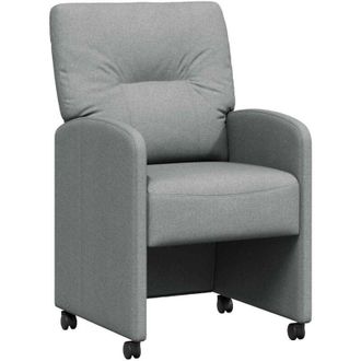 vidaXL Esszimmerstühle mit Rollen 2 pcs Hellgrau 57 x 67 x 95 cm Stoff vidaXL
