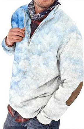 Generic Sweats à capuche pour hommes imprimés rétro européens et américains demi-fermeture éclair avec imprimé ethnique demi-fermeture éclair sans capuche pou