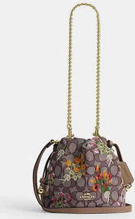 Coach Faye Mini-Tasche Aus Signature-Jacquard Mit Zugband Und Blumenstickerei