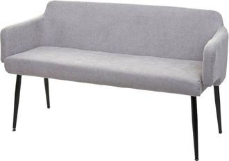 Hhg Sitzbank 084, Esszimmerbank Bank Polsterbank Garderobenbank R&uuml;ckenlehne Armlehne Stoff/Textil 133cm grau