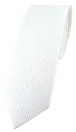 TigerTie Cravate fine au design uni - 100 % coton - Largeur de la cravate : 6 cm, Blanc., Taille Unique
