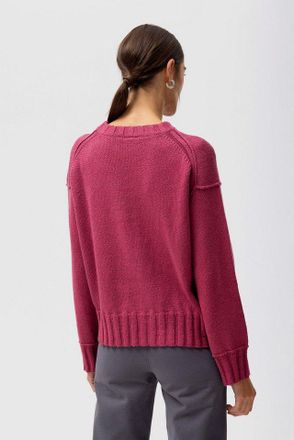 People Wear Organic Strickpullover aus Boucl&egrave;strick, rot uni GOTS zertifiziert
