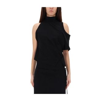 Courr&egrave;ges Jersey-T-Shirt mit Twist-Detail - - Blouses & Shirts - Damen - Schwarzk - S