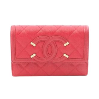 Chanel Pre-owned CC Filigree Grained Calfskin Bifold Wallet - - Pre-owned - Damen - Rot - ONE SIZE