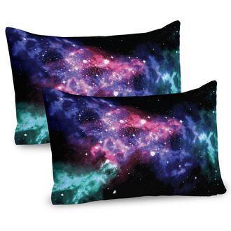 Abakuhaus Weltraum Kissenbezug Packung mit 2, Sterne Und Staubige Gaswolke Im Planetarische Magischen Kosmos Universum Druck, Dekorativer Standard Gedruckter Ki