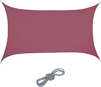 Relaxdays Sonnensegel, 2 x 3 m, wasserabweisend, konkav, PES-Gewebe, Spannseile, Terrasse, Balkon, rechteckig, weinrot