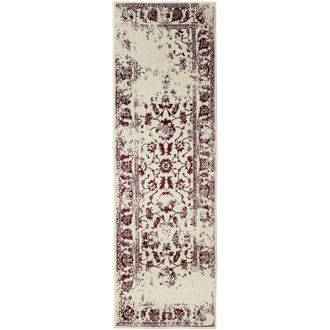 benuta Basic Teppich Suki - Creme/Rot 80x240 cm - Kunstfaser - Läufer & im Style: Vintage, Orient Style - Pflegeleicht für Wohnzimmer Schlafzimmer - Benuta