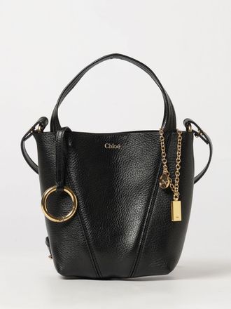 Chlo&eacute; Mini sac &agrave; main Spin en cuir de veau grain&eacute; avec anneau
