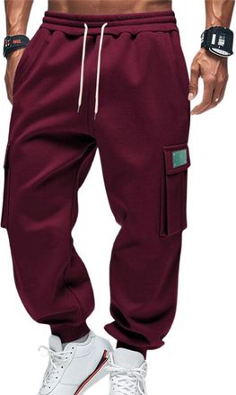 OLIPHEE Herren Hose Cargo Stretch mit Taschen Fleece Hose Herren Winter Outdoor Freizeithose Warm mit Gummizug Bund Sweathose Jogginghose Sporthose Trainingsh