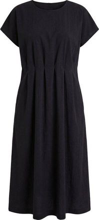 Ulla Popken Midikleid Midikleid Zierfalten tailliert Rundhals Halbarm