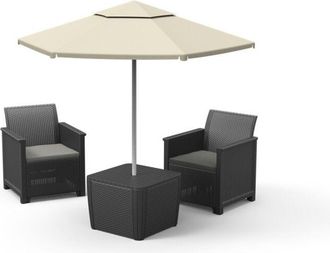 Keter Salon de jardin Tahiti 2 places avec coussins - Anthracite
