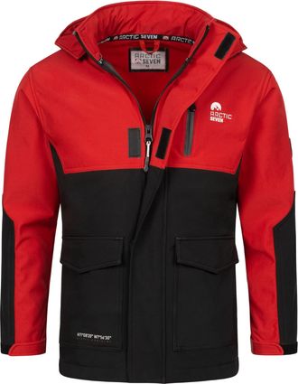 Arctic Seven Herren Softshell Outdoor Jacke Wasserabweisende Funktionsjacke Windbreaker AS303 [AS-303-Rot-Schwarz-Gr&ouml;&szlig;e XXXXXL-Gr.5XL]