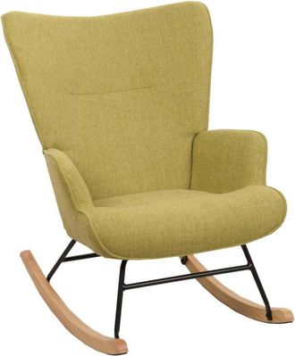 Mendler Fauteuil à bascule HWC-N14, Fauteuil relax à bascule Fauteuil TV, bois massif métal tissu/textile 320g/m² - vert