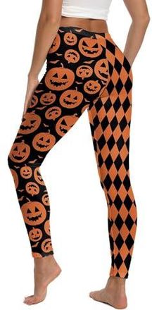 Generic Legging 2025 pour femme - Pantalon de yoga dHalloween avec imprim&eacute; citrouille - Taille haute - Extensible - Pour fitness, course &agrave; pied, tenue d&eacute;contr