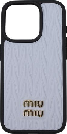 Miu Miu I Phone Case I Phone 15 Pro Femmes Cuir Bleu ciel/bleuet
