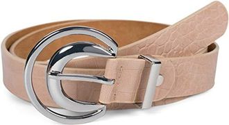 styleBREAKER Ceinture pour dames Unicolore avec finition en cuir de crocodile et boucle en forme de croissant, peut être raccourcie 03010108, taille:95cm, couleur: