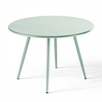 Oviala Table basse de jardin ronde en m&eacute;tal vert sauge 40 cm - Palavas