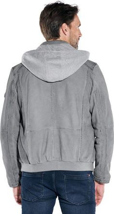 Engbers Lederjacke Herren Lammlederjacke mit Rei&szlig;verschlusstaschen, Hellblau