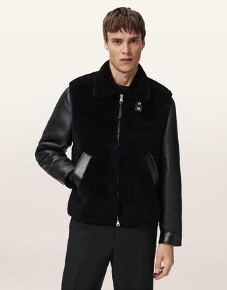 AllSaints Conyer - Veste en imitation peau de mouton - Noir
