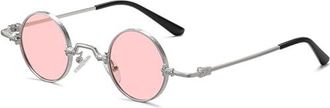 Generic Lunettes De Soleil Rondes &Agrave; Petite Monture En M&eacute;tal For Hommes Et Femmes, Tir Rue, F&ecirc;te Vacances(Pink)