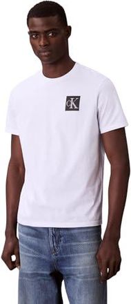 Calvin Klein T-Shirt Manches Courtes Homme Gradient Monogram Logo en Coton, Blanc (Brilliant White), M