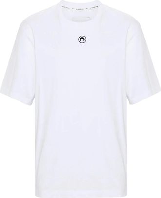 Marine Serre Homme, Tops, Blanc, Taille: XL Moon Logo Jersey SS T-Shirt