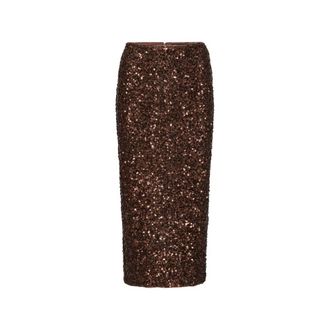 Rotate Sequin Pencil Skirt - - Skirts - Damen - Braun - XL