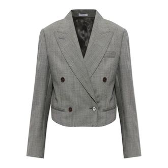 Alexander McQueen Wollblazer mit Fransen-Saum - - Jackets - Damen - Grau - M