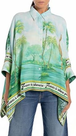 Replay Chemisier Femme en Viscose, Multicolore (Multicolor 010), Xs/S