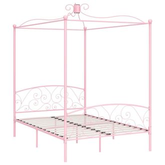 Generic Mobiliar Himmelbett aus Metall, Bettrahmen, Rahmen, modernes Bett, Doppelbett, Bett mit Lattenrost f&uuml;r Schlafzimmer(Wei&szlig; 90 x 200 cm) (140 x 200 cm)