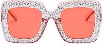 Generico Lunettes de soleil &agrave; strass pour femme - Nuances de lunettes &agrave; paillettes - Lunettes surdimensionn&eacute;es, lunettes de soleil tendance pour femme, lunette