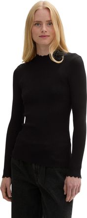 Tom Tailor Tom Tailor Denim Damen Tight RIPP Strickpullover, 14482 - Deep Black, S