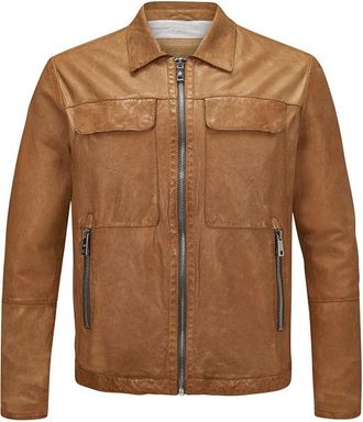 Milestone Herren Lederjacke braun unifarben