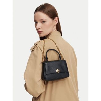 Tory Burch Handtasche Tory Burch Charlie Quilted Mini Top Handle Chain Wallet 186032 Schwarz