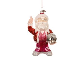 Kaemingk Christbaumschmuck Glas 13,3cm - Disco Weihnachtsmann Figur zum Aufhängen - Weihnachtsbaum Anhänger für Weihnachten - Christbaumanhänger & Weihnachtsba